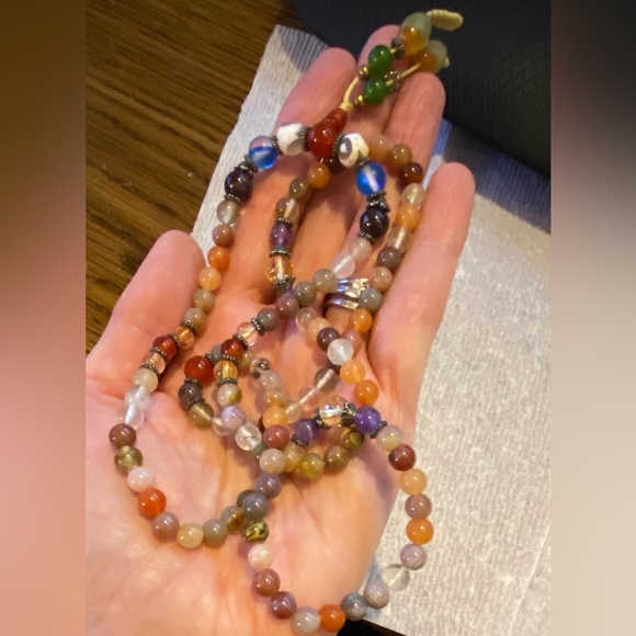 Jewelry | 16 Strand Of Multi Mala Beads Wclear Quartz Silver Spacers ...